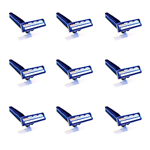 25 Box of Blue Razor Blades Disposable Stainless Steel Hospitality Quality Shavers High End Twin Blade Razors for Men and Women with Aloe Vera Lubrication Strip