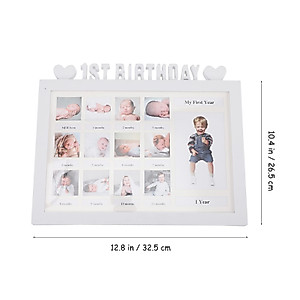 Kisangel Babys First Year Frame 12 Month Picture Frame 1st Birthday Photo Frame Picture Frame Milestone Photos Frame My First Year Picture Frame Memories Keepsake Photo Frame White