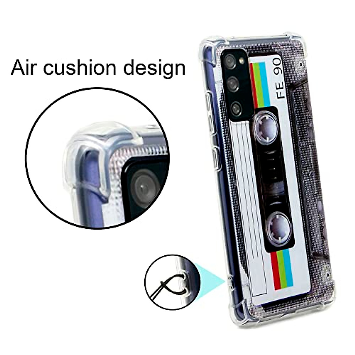 FAteamll Case for Galaxy S20 FE 5G,with Reinforced Corners TPU Soft Bumper Retro Cassette Tape Case Compatible with Samsung Galaxy S20 FE 5G