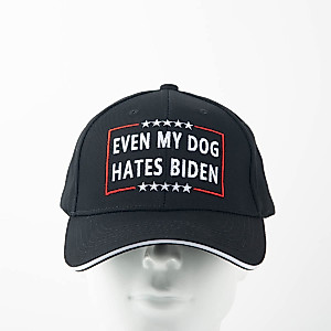 Even My Dog Hates Biden Funny Anti Biden Humorous Sarcastic Political Joke Conservative Anti Liberal Pro America Hat Adjustable Baseball Cap Unisex Men&Women Black