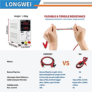 DC Power Supply Variable,0-30 V / 0-10 A LW-K3010D Adjustable Switching Regulated Power Supply Digital,with Alligator Leads US Power Cord Used for Spectrophotometer and lab Equipment Repair