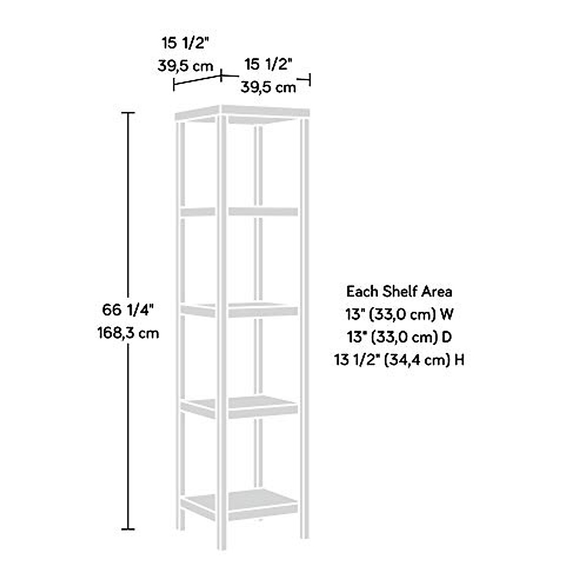 Sauder Manhattan Gate Tower Etagere, Mystic Oak Finish