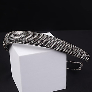 Wiwpar Rhinestone Headbands for Women Girls Fashion Rhinestone Head Bands Sparkly Black Headband Hair Hoop Party Hair Accessories (Black)