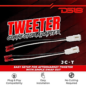 DS18 JC-T Tweeters Connector Adapter for Selected Chrysler/Dodge/Jeep Wrangler - Speaker Wire Harness Connector Plug Replacement - Tweeter Audio Cable - 2 pcs