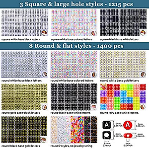 Eppingwin 1400 pcs Letter Beads, 4x7 mm Acrylic Beads, Beads for Jewelry Making, Beads for Bracelet Making, Alphabet Beads, in 28 Grid Box (White and Black)