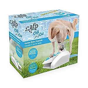 ALL FOR PAWS Interactive Paw Pedal Design Dog Water Fountain Pet-Self-Waterers Dog Water Feeder Garden Outdoor