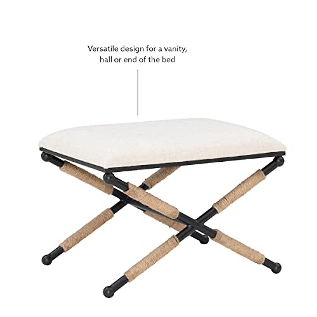 Linon Home Décor Farrow Campaign Accent Stool, Black