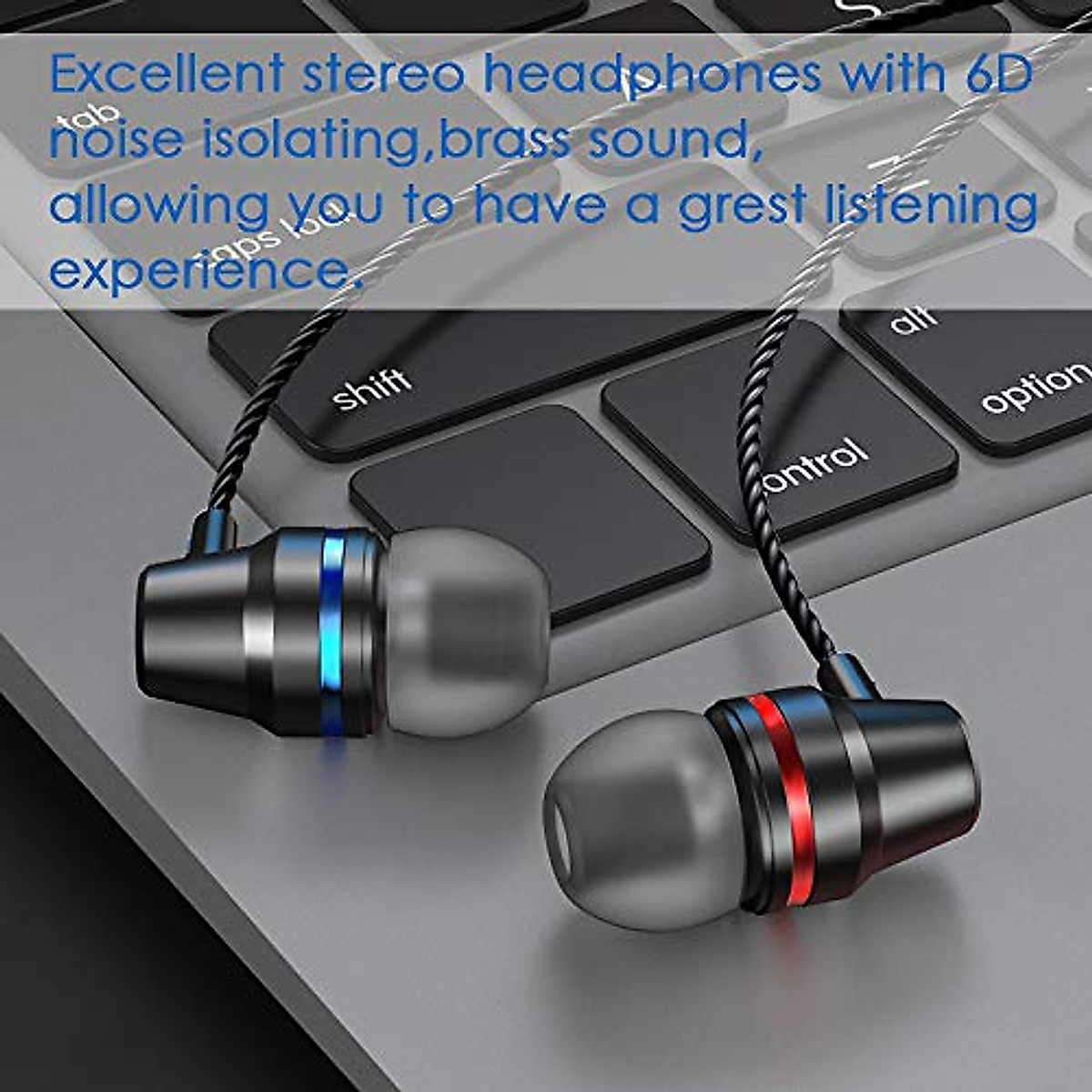 3 Packs Earbud Headphones with Remote & Microphone, findTop in Ear Earphone Brass Sound Noise Isolating Tangle Free for iOS and Android Smart Phones, Laptops