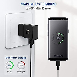 Samsung Charger Type C Charger Fast Charging USB C Fast Charger for Samsung Galaxy S20/S20 Plus/S10/S10 Plus/S10e/S21/S21+/S21Ultra/S9/S9 Plus/S8/S8 Plus/Note 8/9/10/20/S22/S23 with 6.6ft Type C Cable