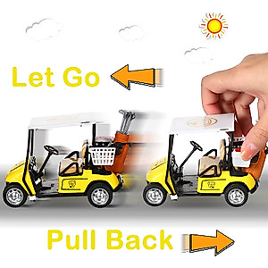 Mini Golf Cart Model Toy Metal Pull Back Action Cart 1:36 Scale Golfcart Pullback Vehicle for Boys Girls Toys Dollhouse Cake Toppers Decor, 3.9 Inch (4 Pcs)