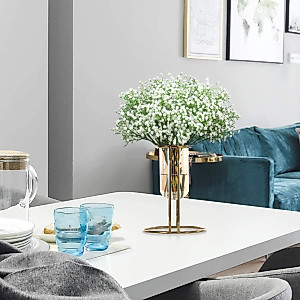 Grunyia 12 Pcs Artificial Baby Breath Flowers, Real Touch Gypsophila Bouquets Fake White Flowers for Wedding DIY Party Home Garden Decoration