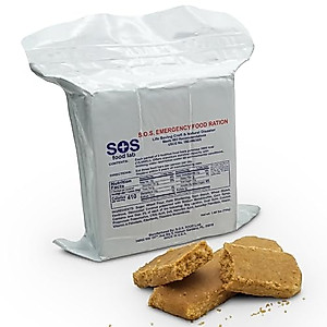 SOS Food Labs, Inc. 185000825 S.O.S. Rations Emergency 3600 Calorie Food bar - 3 Day/ 72 Hour Package with 5 Year Shelf Life, 5" Height, 2" Wide, 4.5" Length