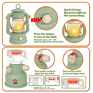 CIUGEO 48 PCS Kids Camping Set with Tent, Pop Up Tent with Camping Gear for Kids Play Tent Indoor Outdoor Pretend Play Set for Toddler Boys Girls Age 3-6