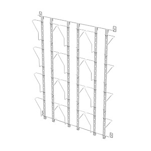 FixtureDisplays® Up to 6.25" Wide 12-Pocket Adjustable Display Rack, Wall Mounted Greeting Post Card Christmas Holiday Card Holders White Bars Silver Pockets 11608-WHITE-TRIPLE-NF