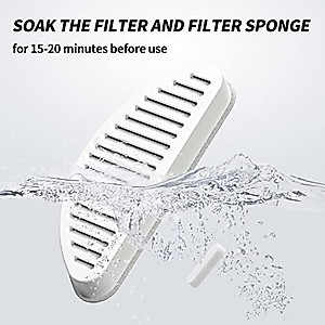 uahpet 6 Pack Replacement Filters & 12 Pack Replacement Filter Sponges for 67oz/2L Automatic Pet Fountain Cat Water Fountain Cat Water Dispenser