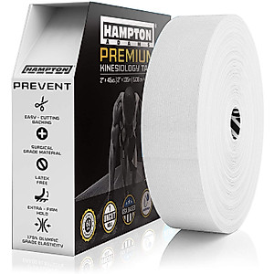 (135 Feet) Bulk Kinesiology Tape Waterproof Roll Sports Therapy Support for Knee, Muscle, Wrist, Shoulder, Back/Original Uncut Premium Therapeutic Elastic & Hypoallergenic Cotton - (White)