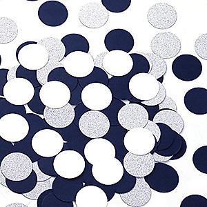 Navy-Blue White-Silver Party-Decorations Paper Confetti - 300pcs Glitter Graduation Boys Birthday Table Confetti Mothers Faterhs Day Wedding Baby Shower Decoration Lasting Surprise