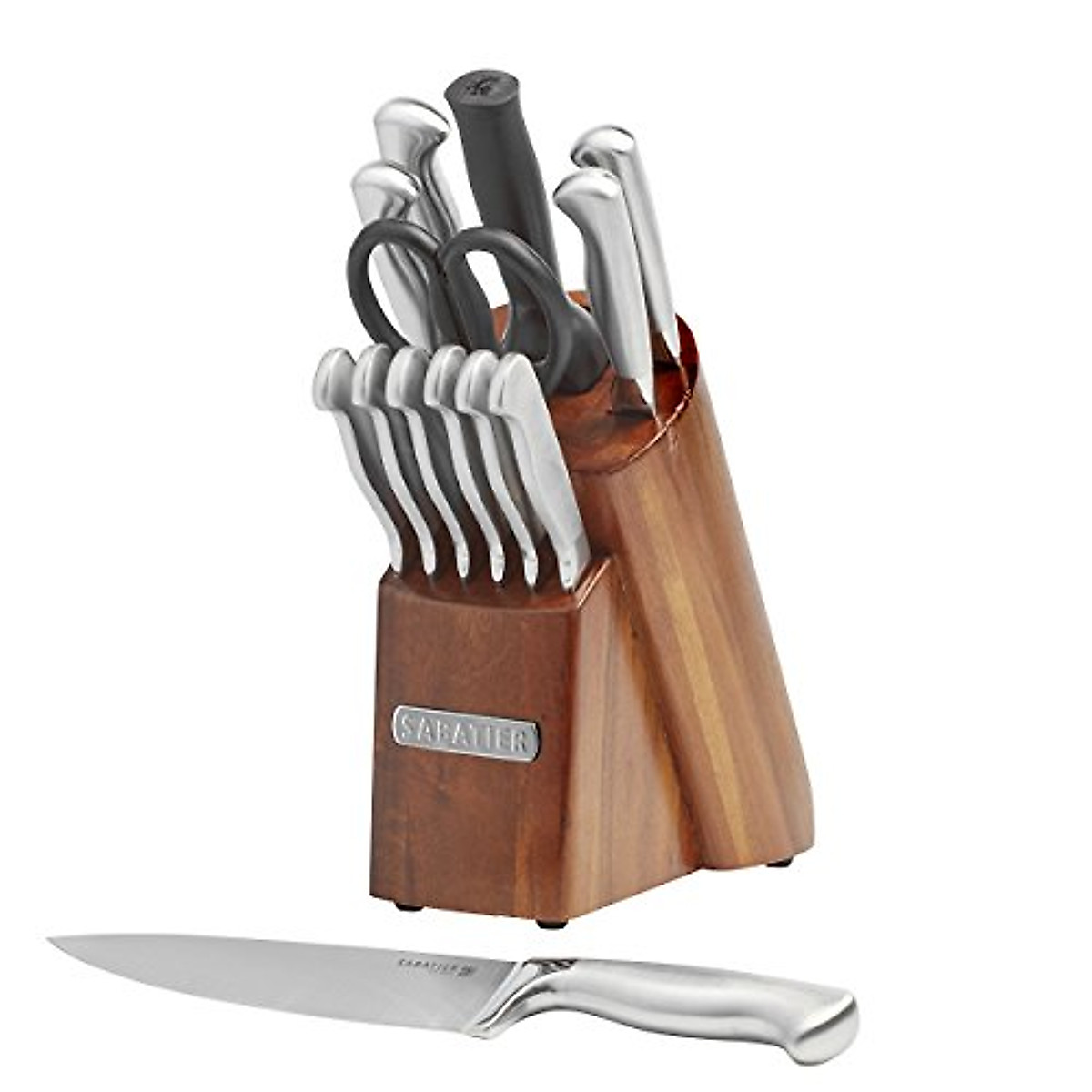 Sabatier 14-Piece Stainless Steel Hollow Handle Knife Block Set, Acacia