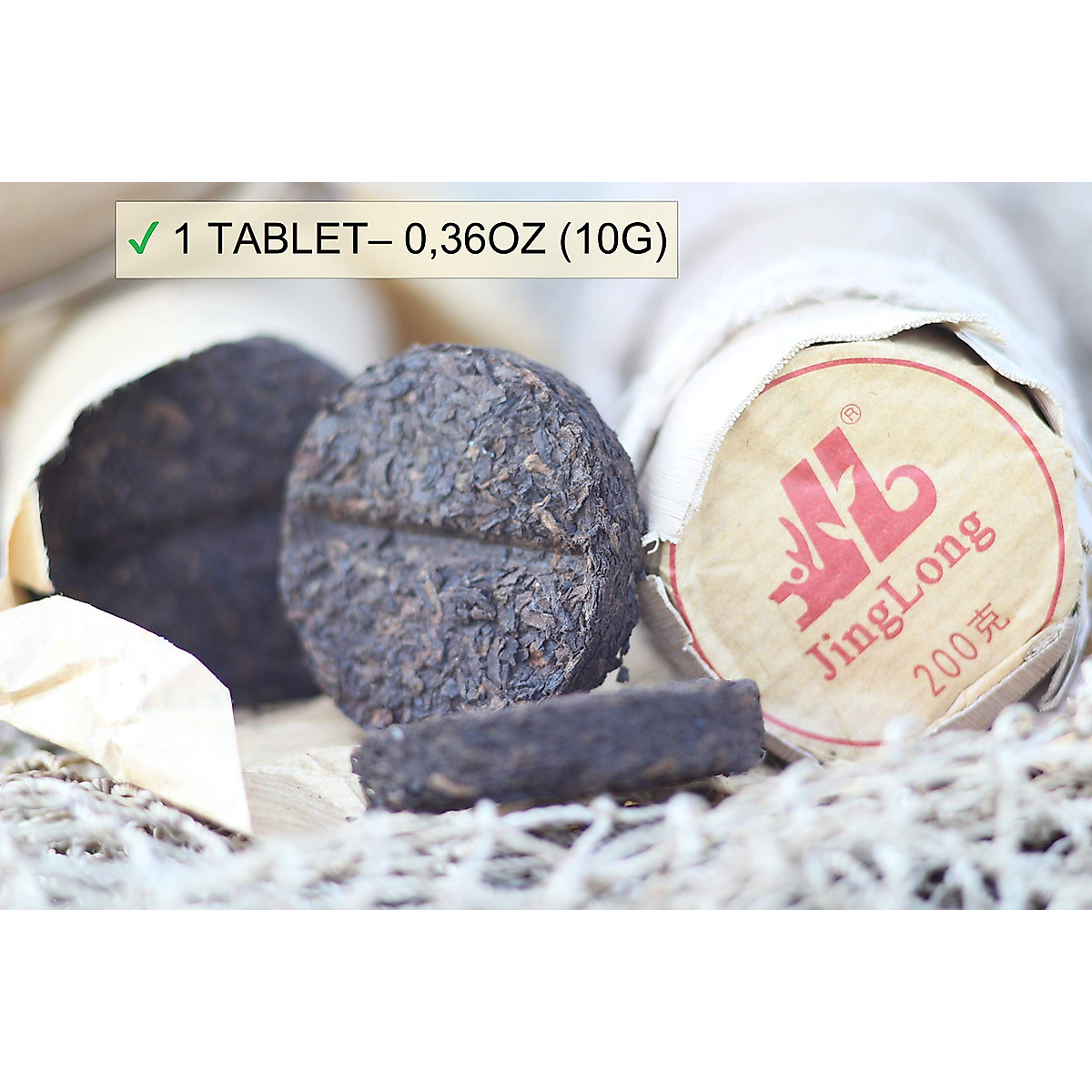 Jinglong Tea Factory - Pu-erh Tea in Bamboo Leaf Tube (80 Cups) Ripe Puerh Tea (7.1 Ounce)