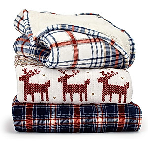 Eddie Bauer | Smart Heated Electric Throw Blanket - Reversible Sherpa - Wi-Fi Enabled - Compatible with Alexa, Google, iOS, Android - Plaid Blue