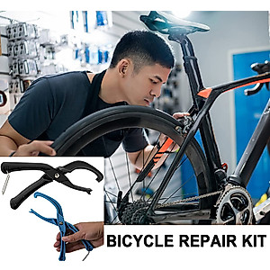 Bike Tire Pliers Rim Protector Tool Bike Tyre Removal Clamp Bicycle Tyre Tool Bike Rim Protector Hand Tire Lever Bead Tool Convenience Road Mountain Bike Tire Changer for Hard to Install Bike (Blue)