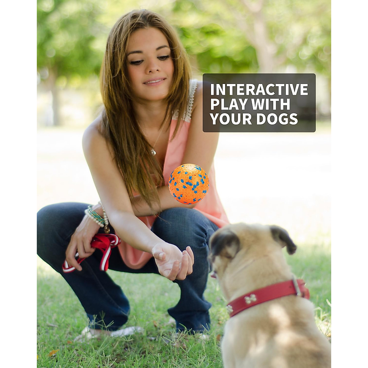 EVERDAZZ Tennis Ball Dog Toys for Aggressive Chewers: Teething Chew Toys - Water Toy Fetch Balls for Large Medium Small Dog and Puppy (2 Balls)