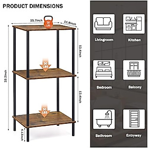 melos 3 Tiers Bookshelf, Classically Tall Bookcase Shelf Storage Organizer, Modern Book Shelf for Bedroom, Living Room and Home Office