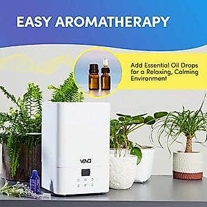 VEVA Humidifiers for Bedroom Large Room 4.5L, Cool Mist Water Vaporizer Essential Oil Diffuser, Quiet Humidifiers for Baby, Covers up to 323 Sq. Ft.