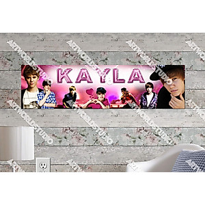 Justin Bieber #2-8.5"x30" Personalized Name Poster, Customize Name Sign, Birthday Party Banner