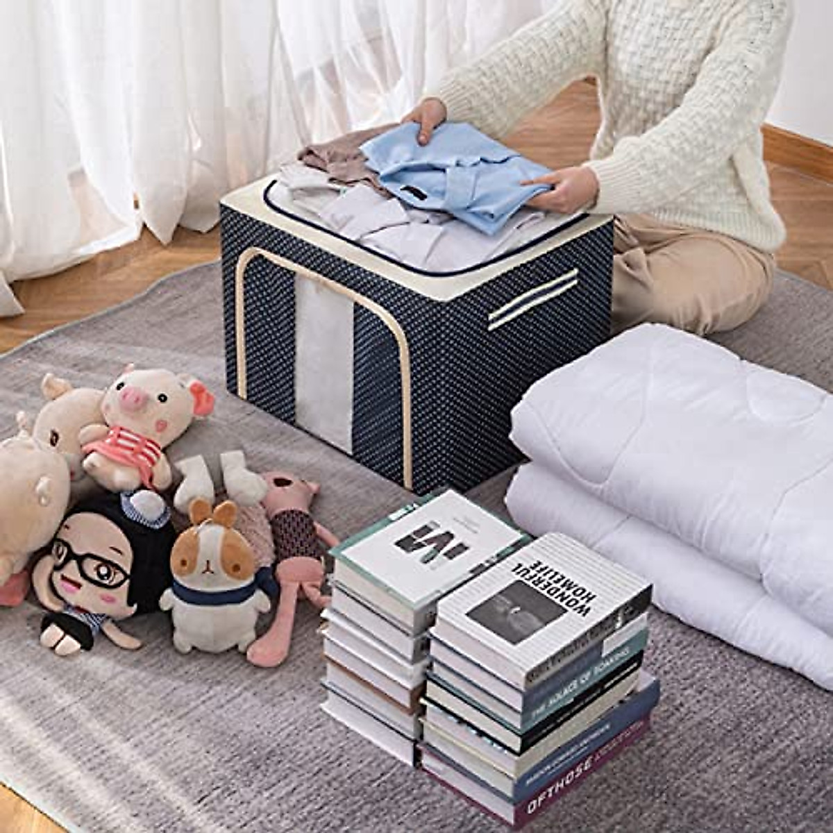 KUMGEBH 72L Large Storage Bags Organizer Container, Clear Window Organizer Box Can Store Clothes Storage Bins