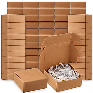 200 Pcs Small Kraft Paper Gift Boxes 2.16'' x 2.16'' x 0.98'' Bulk Gift Boxes with Lid Mini Bracelet Boxes for Jewelry Tiny Wrap Boxes Small Cardboard Boxes for Favor Ornaments Earring (Kraft Color)