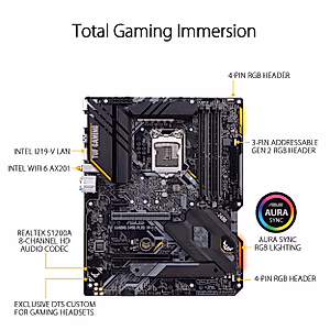 ASUS TUF Gaming Z490-Plus (WiFi 6), LGA 1200 (Intel 10th Gen) ATX Gaming Motherboard (Dual M.2, 12+2 Power Stages, USB 3.2 Front Panel Type-C, Intel WiFi 6 & 1Gb LAN, Aura Sync) (Renewed)