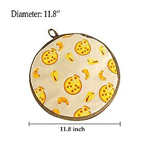 MeiLiZuRL Tortilla Warmer 12” Insulated Bag Warm Tortilla Warmer Pouch Pizza Pattern, Tortilla Warmer Container for Work Outdoor Travel Picnic, Tortilla Holder, Cloth Pouch to Keep Food