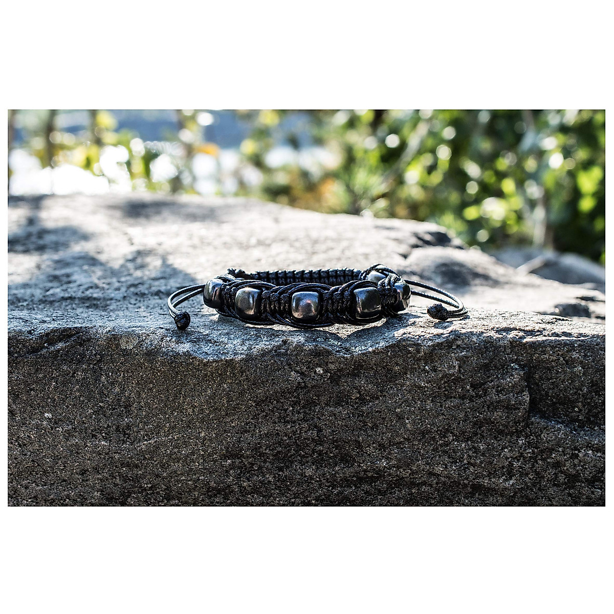 Wallystone Gems Shungite Bracelets - Arachne Black - for Mens - Woman - Brided Dense Beaded - Adjust Wirst Size - Each one has a Certificate of Authenticity