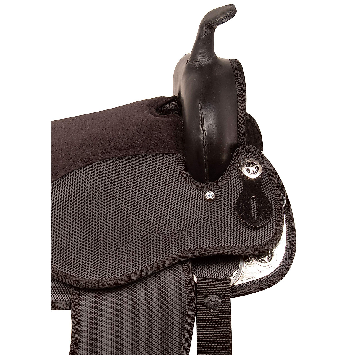 Acerugs 12” 13” 14” 15” 16” 17” 18” WESTERN PLEASURE TRAIL Silver TEXAS STAR LIGHT WEIGHT SYNTHETIC HORSE SADDLE TACK SET PAD (Black, 18" FQHB)
