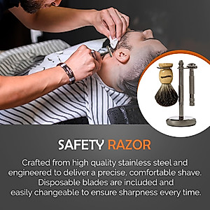 Gentleman Jon Deluxe Vintage Wet Shave Grooming Set for Men - Safety Razor, Brush, Alum Block, Soap, Bowl, Blades, Stand & Dopp Kit