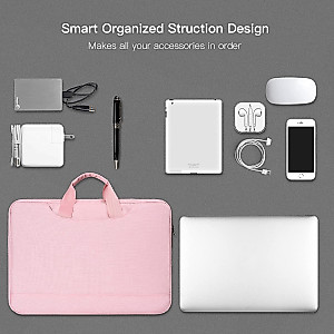 14 15 Inch Laptop Case Women Ladies Bag TSA Laptop Sleeve for MacBook Pro 14" M4/M3/M2/M1, Macbook Air 15 M4/M3, Dell XPS 15/Inspiron 14, Acer HP Lenovo ASUS Chromebook 14" Notebook Case Bag, Pink