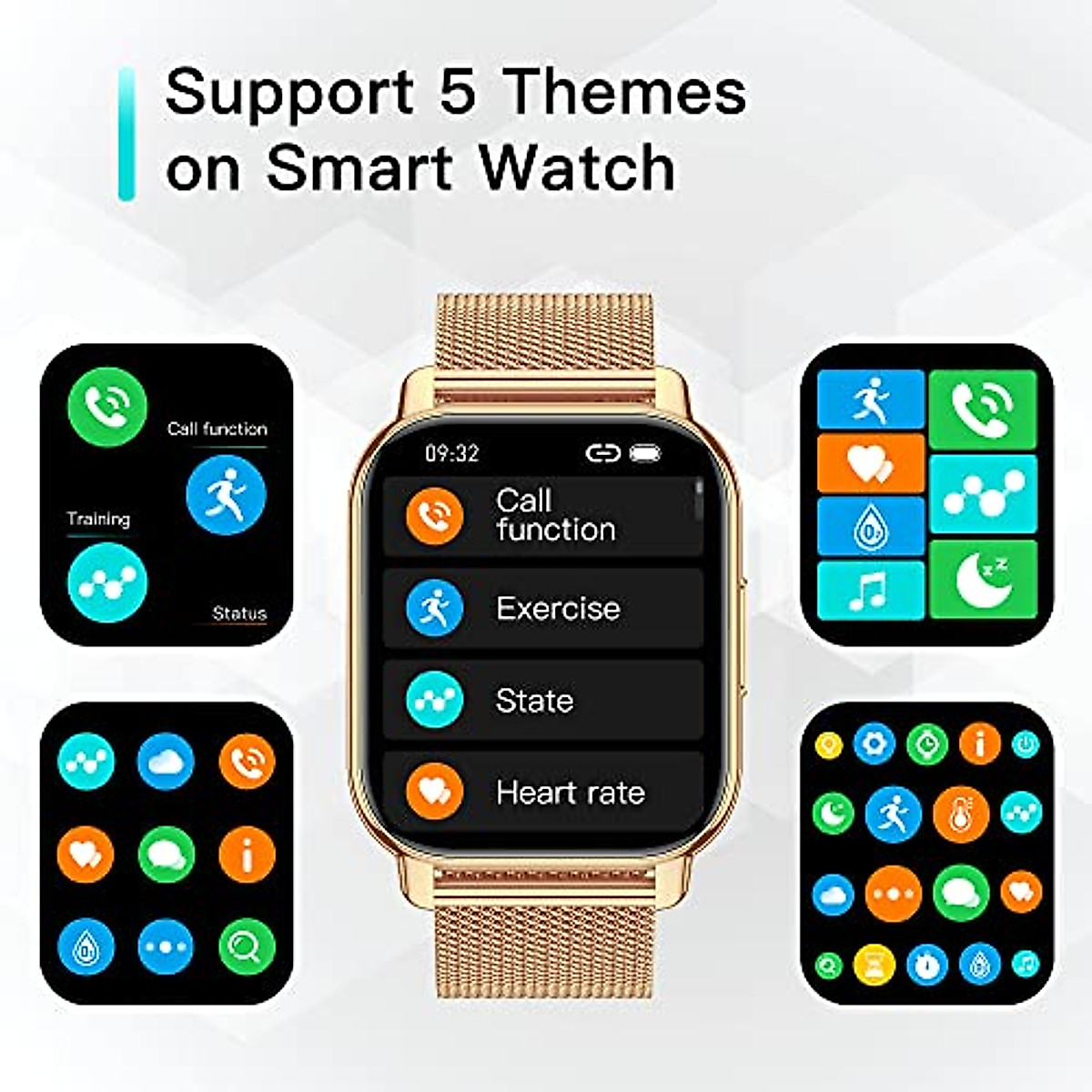 Popglory Smart Watch Call Receive/Dial, 1.85'' Smartwatch with AI Voice Control, Blood Pressure/SpO2/Heart Rate Monitor, Fitness Tracker Watch with 2 Straps for Men & Women iOS & Android Phones