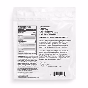 Simply Really Real Gummies | Made with Real Fruit | Peach and Raspberry | 5.3 oz (Pack of 2) | No Cane Sugar + Gluten Free + Kosher