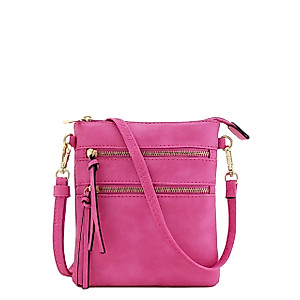Functional Multi Pocket Crossbody Bag (Fuchsia)