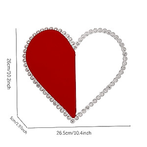 Women's Evening Clutch Bag, Heart Rhinestone Diamond Clutch Purse Wedding Party Purse Handbag for Women (Love Red)