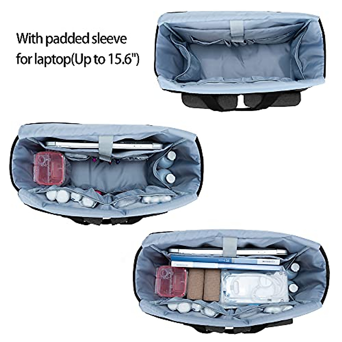 CURMIO Home Health Nurse Tote Bag, Medical Supplies Bag for Work with Padded Laptop Sleeve and Multiple Pockets for Nursing Students, Doctors, Black