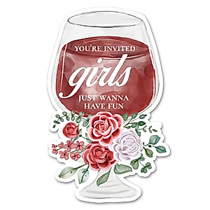 Floral Bachelor Party Invitations with Envelopes, 20 Set Rose Cup Shaped Invitations Bridal Shower Bachelorette Party Invites Supplies Favors, Double-Sided