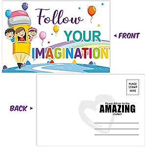 60 Pieces Motivational Teacher Postcards, Thinking of You Encouragement Inspirational Quote Cards for Students, Back to School Note Card, 6 Designs