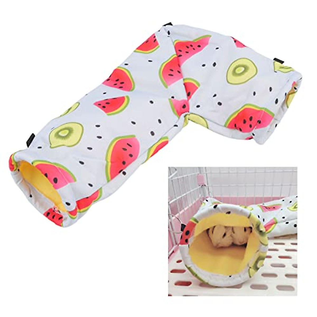 Hamster Tunnel Bed,Funny Hamster Corner Hideaway Tunnel Fruit Pattern Small Pet Tunnel Toy for Ferret Rat Chinchillas Hammock Sleeper Cage Accessories