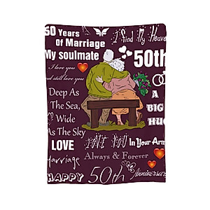 50th Anniversary Blanket Gifts, I Love You Gifts for Her Wedding Anniversary, Happy Birthday Gift for Wife from Husband Ideas, Unique Gifts for Wife Who Has Everything, W50 xL60