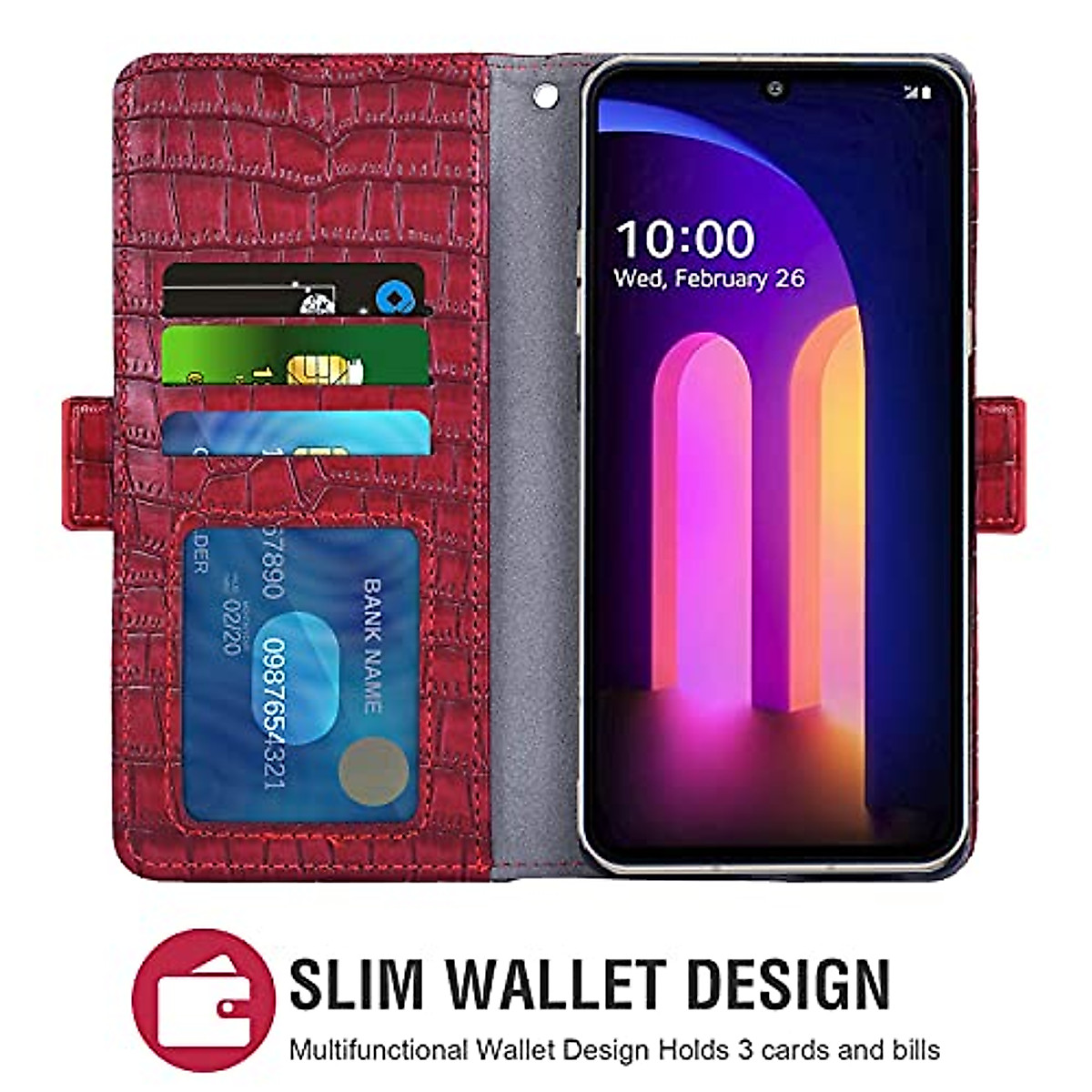 Asuwish Compatible with LG V60 ThinQ V60ThinQ 5G G9 Thin Q Wallet Case with Tempered Glass Screen Protector and Flip Cover Card Holder Cell Accessories Phone Cases for LGV60 V 60 60ThinQ 60V Red