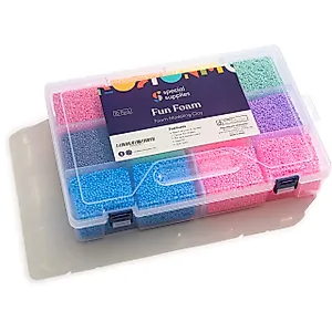 Special Supplies Fun Foam Modeling Foam Beads Play Kit, 12 Blocks Children’s Educational Clay for Arts Crafts Kindergarten, Preschool Kids Toys Develop Creativity, Motor Skills, Reusable Container