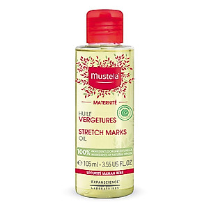 Mustela Maternity Stretch Marks Oil - Natural Pregnancy Skincare Belly Massage Oil with Vitamin E, Avocado, Maracuja & Sunflower Oil - EWG Verified & Fragrance Free - 3.55 fl. oz.
