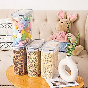 4pcs 4L Cereal Containers Storage Airtight Large Food Storage Containers for Kitchen Organization, 135oz Plastic Cereal Pantry Containers with Measuring Spoons, for Flour, Sugar, Rice